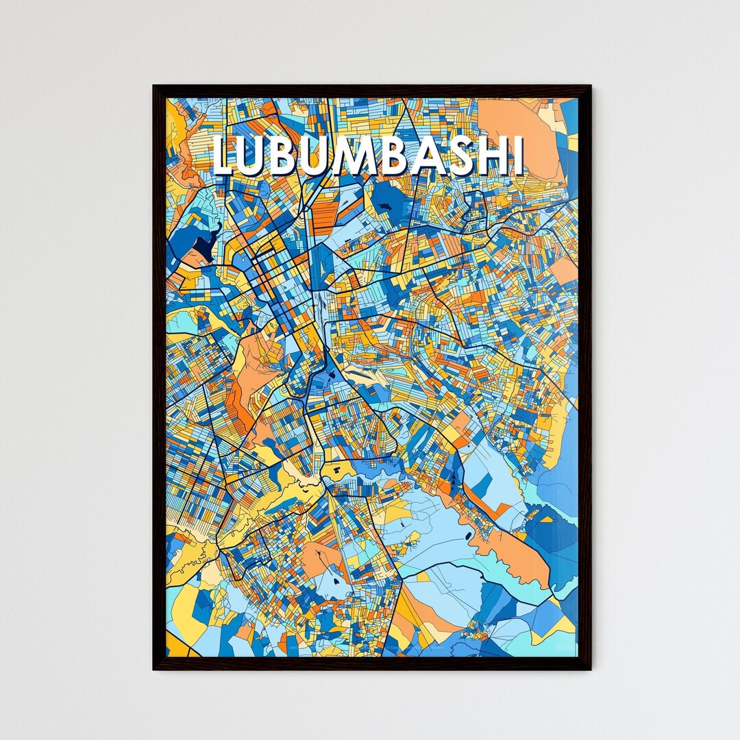 Vibrant Art Map of Lubumbashi, DRC - Unique Colorful Wall Decor for ...