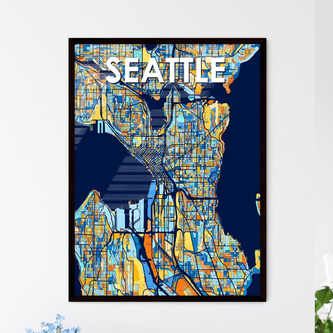 Seattle Art Map Print - Vibrant Wall Decor, Unique Gift Idea for Home ...