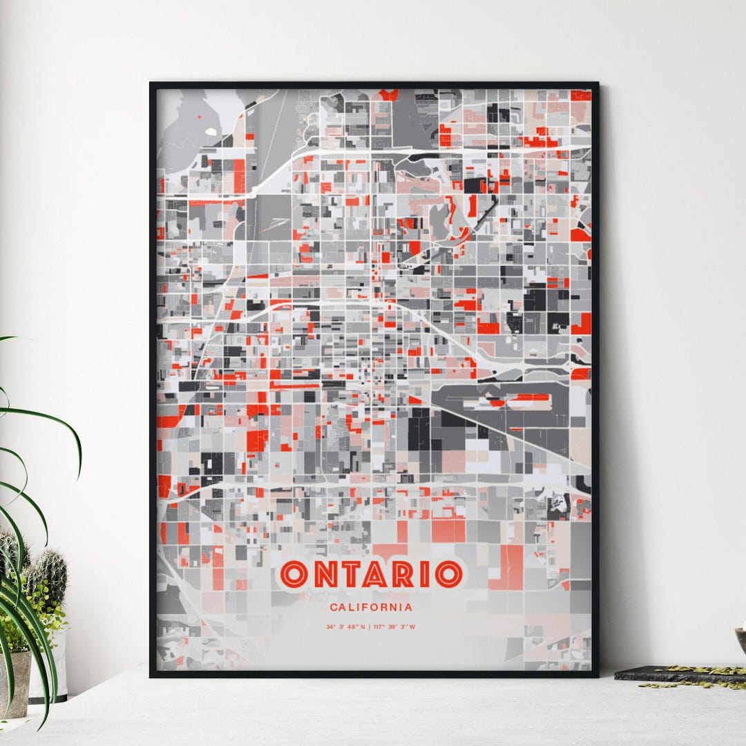 Custom Ontario California Map Poster Modern Expressive Art - Etsy