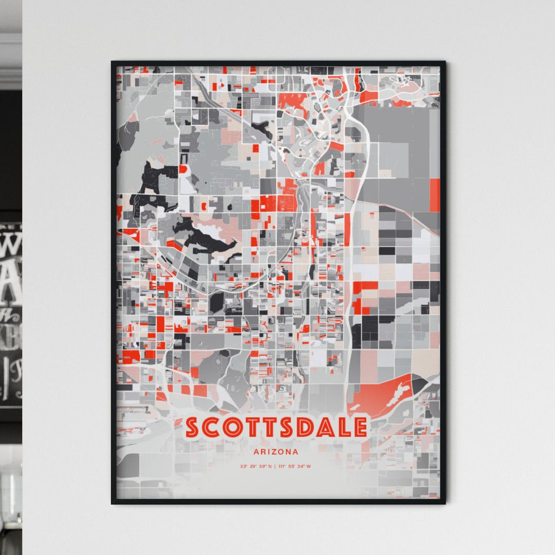 Custom Modern Art Map of Scottsdale Arizona Expressive Poster - Etsy