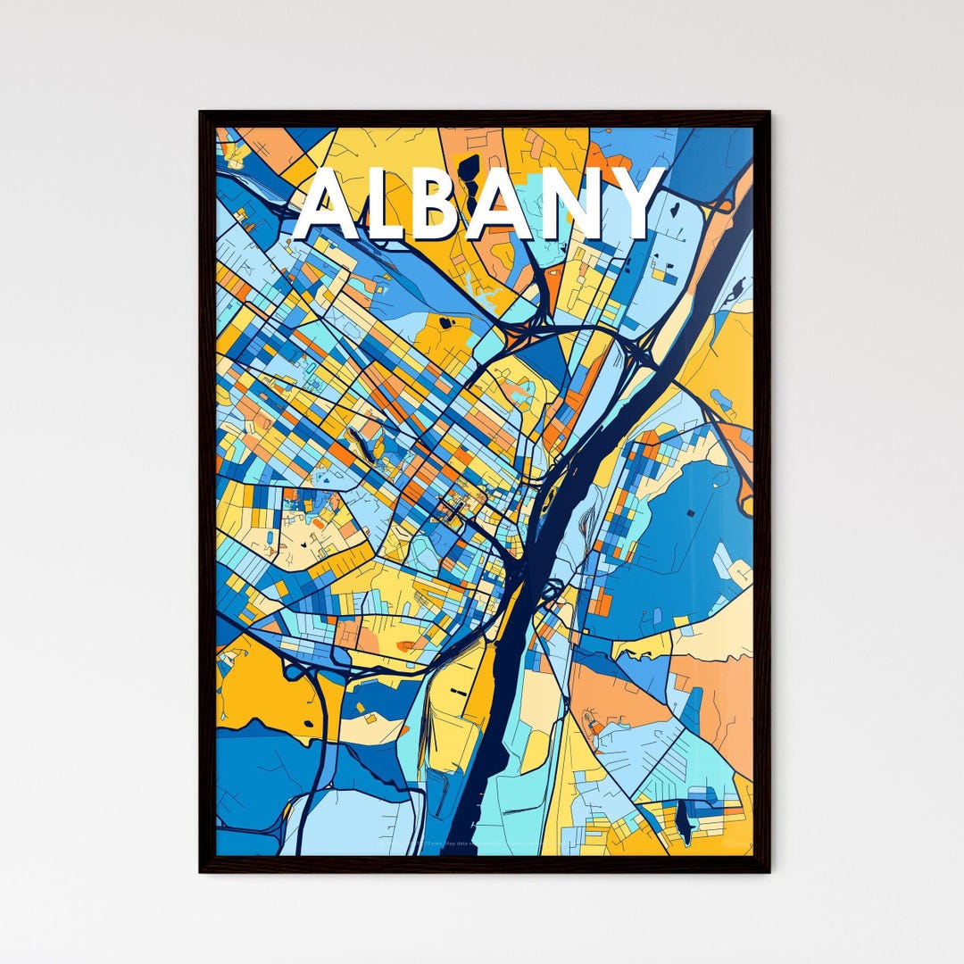 Albany New York Art Map Poster - Vibrant Wall Decor, Unique Gift for ...
