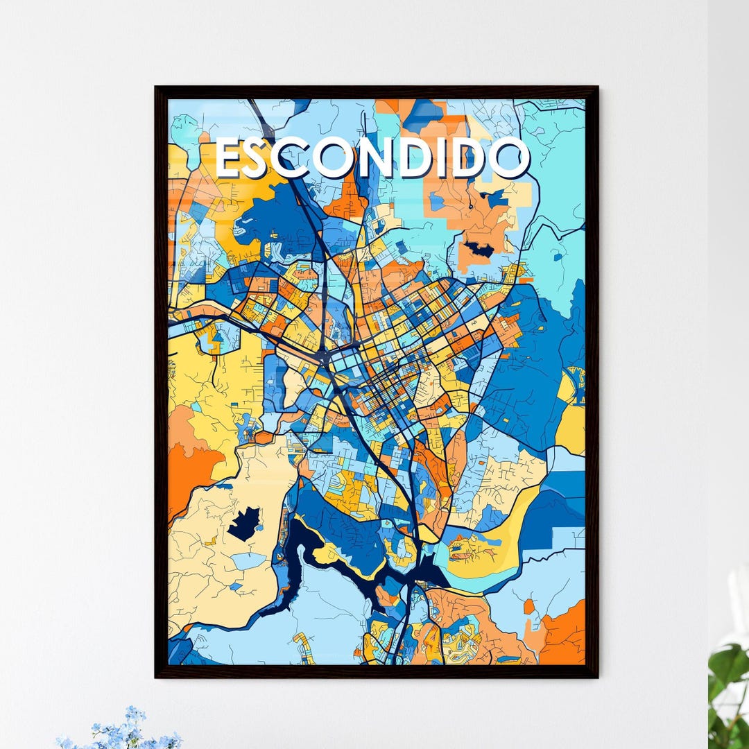 Escondido, California Art Map Poster – Unique Wall Decor ...