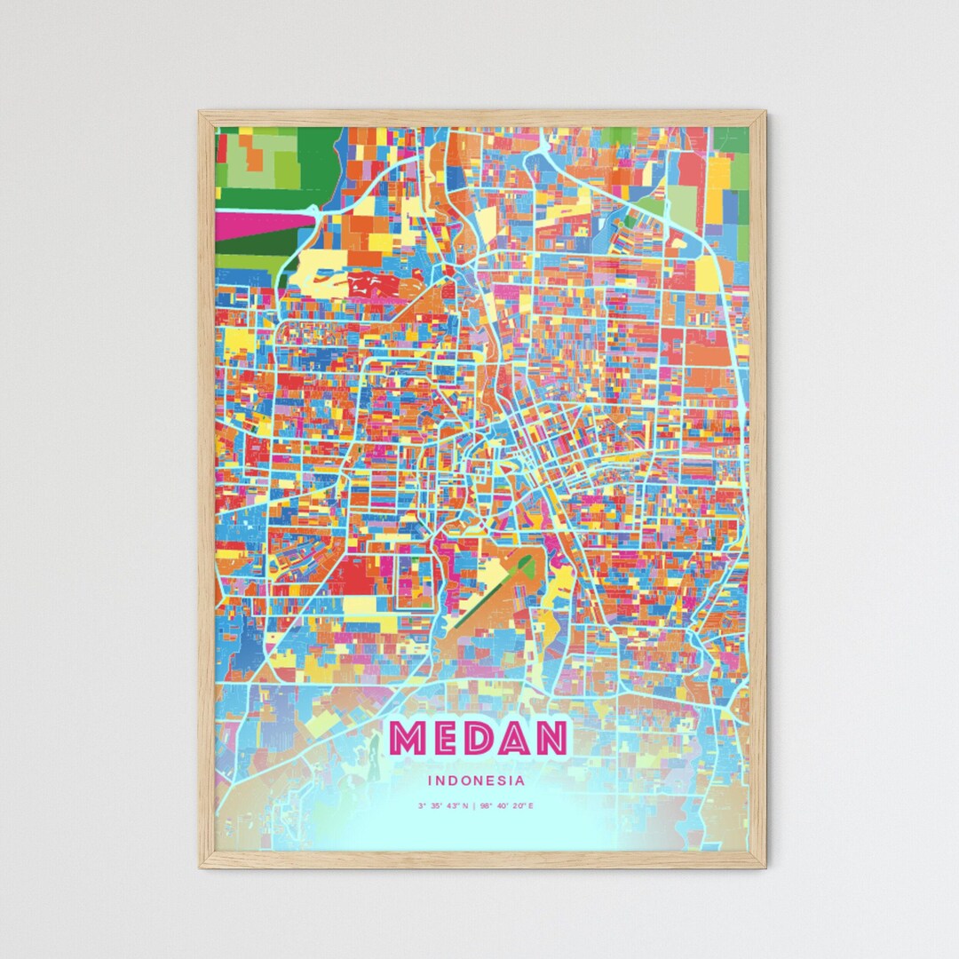 Wad Medani Sudan Crazy Colorful Art Map Customizable Poster Print ...
