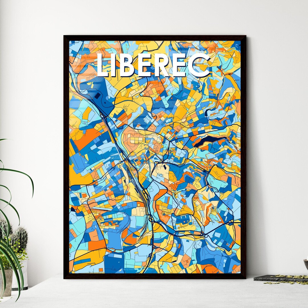 LIBEREC CZECHIA Vibrant Art Map Poster Unique Wall Decor for Home, Perfect Personalisable Gift ...