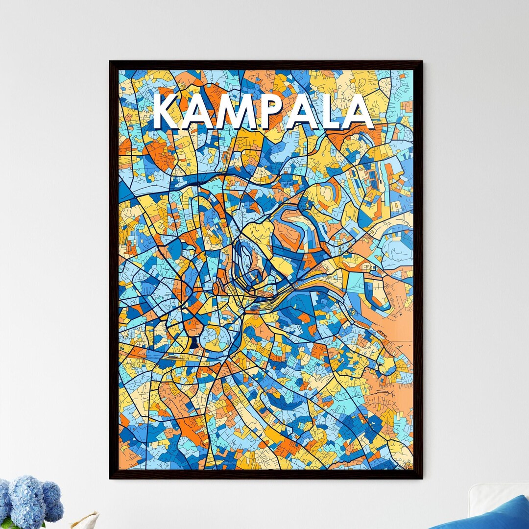 Personalisable Kampala, Uganda Art Map Poster - Vibrant Custom Decor ...