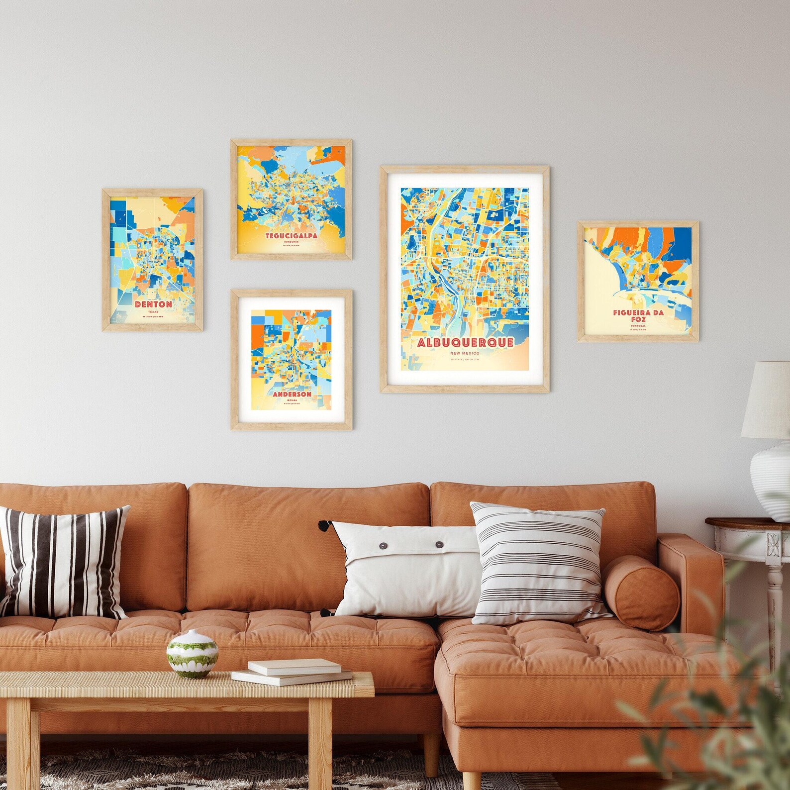 Colorful Albuquerque New Mexico Blue Orange Fine Art Print, Albuquerque ...