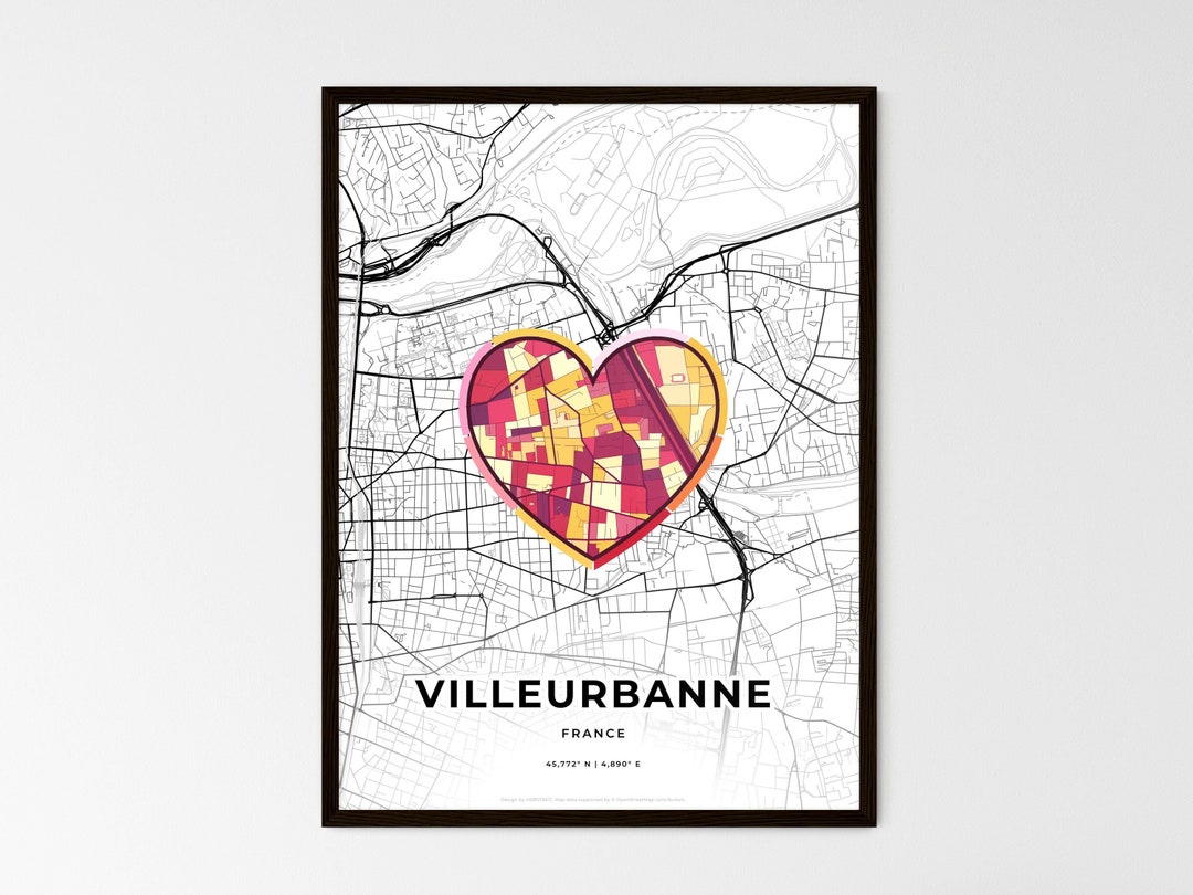 VILLEURBANNE FRANCE Map - Choose One of Three Styles - Customizable ...