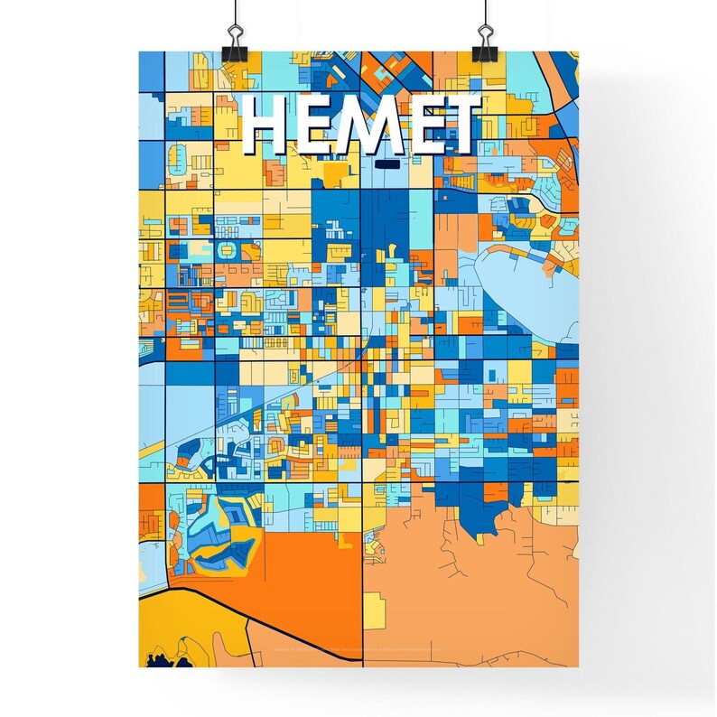 Hemet California Art Map Poster: Vibrant Home Decor - Etsy
