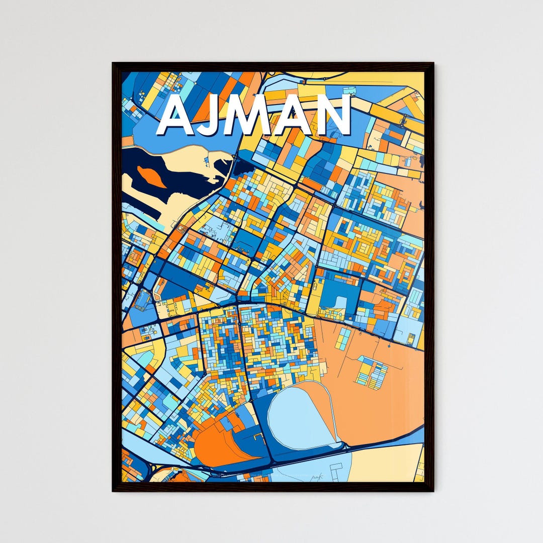 Customizable Ajman UAE Vibrant Art Map Poster Unique Wall Decor Perfect ...