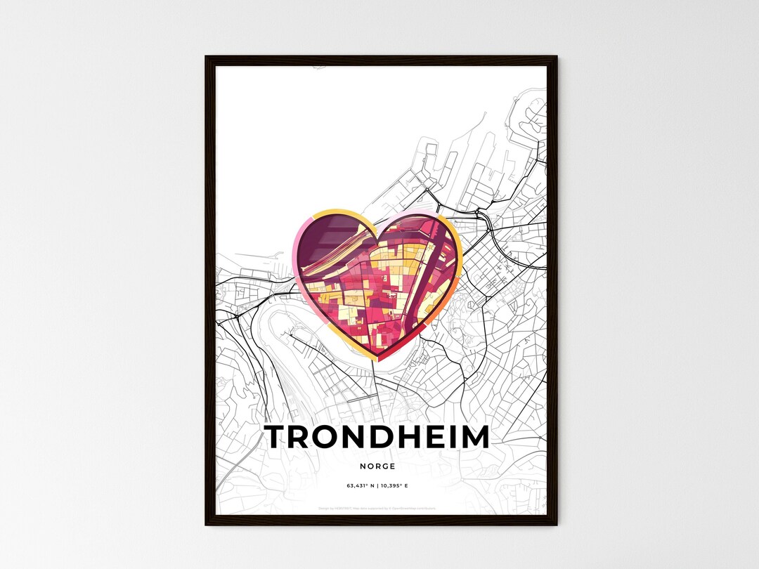 Trondheim Map Choose One of Three Styles Customizable Poster Print ...