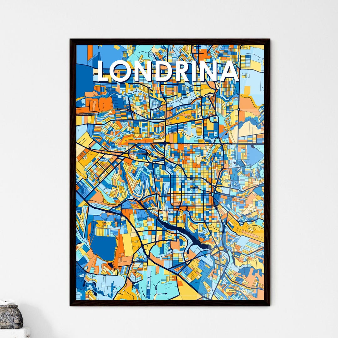 Customizable Londrina Brazil Art Map Poster Vibrant Colorful Wall Decor ...
