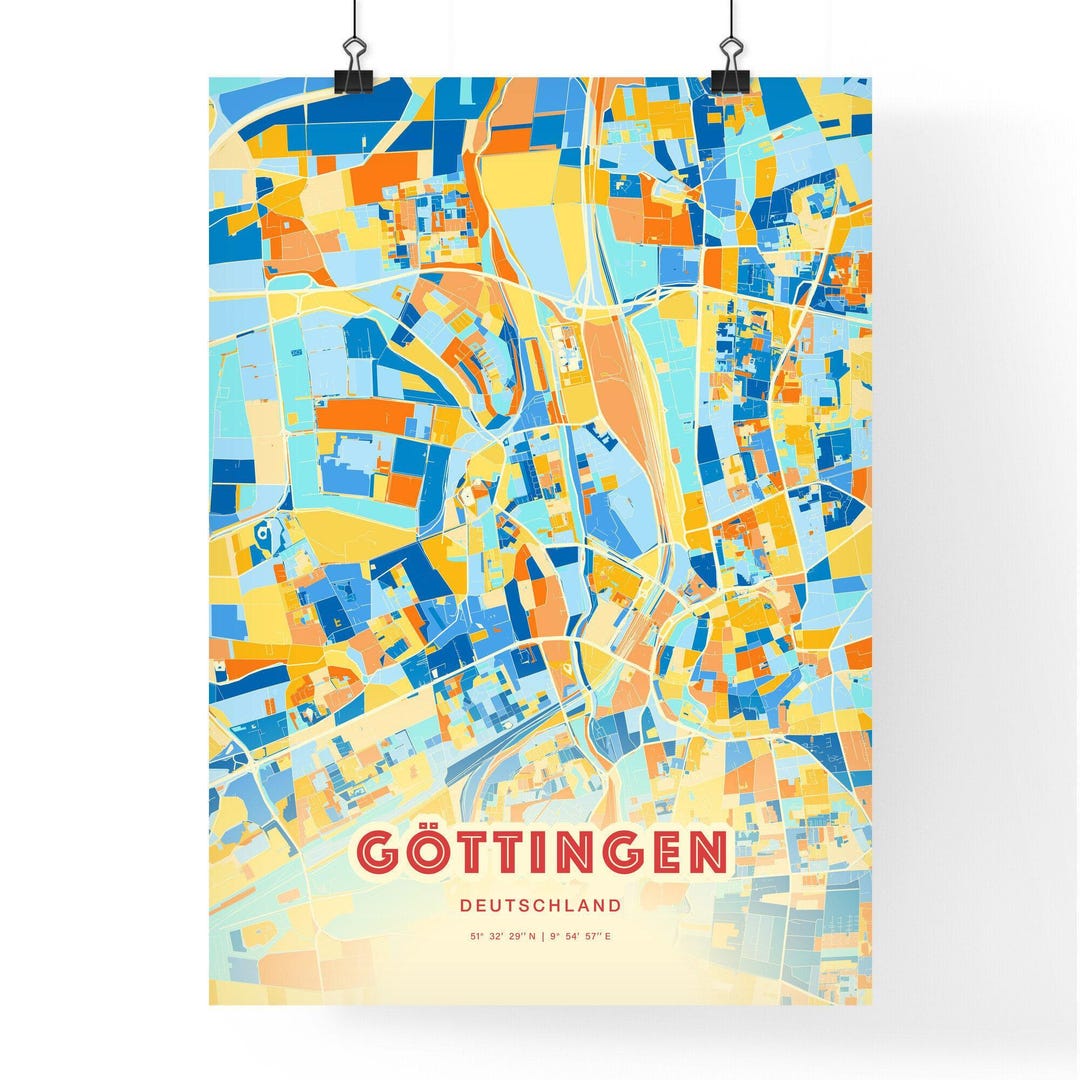 Göttingen Germany Coastal Colors Art Map, Göttingen Deutschland City ...