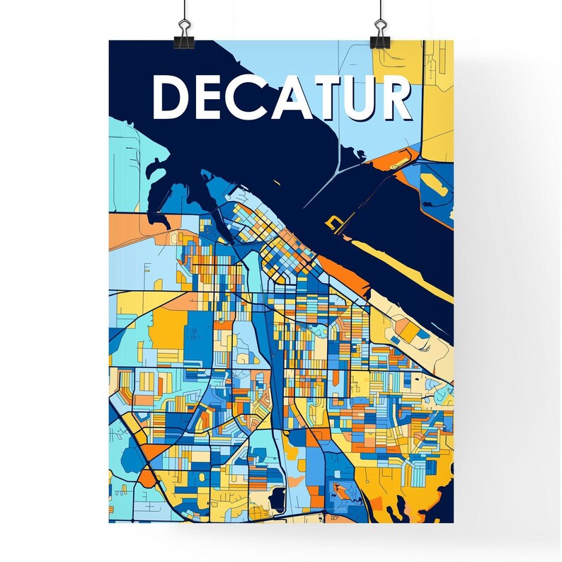 Decatur Alabama Art Map Poster - Vibrant Custom Wall Decor for Unique ...