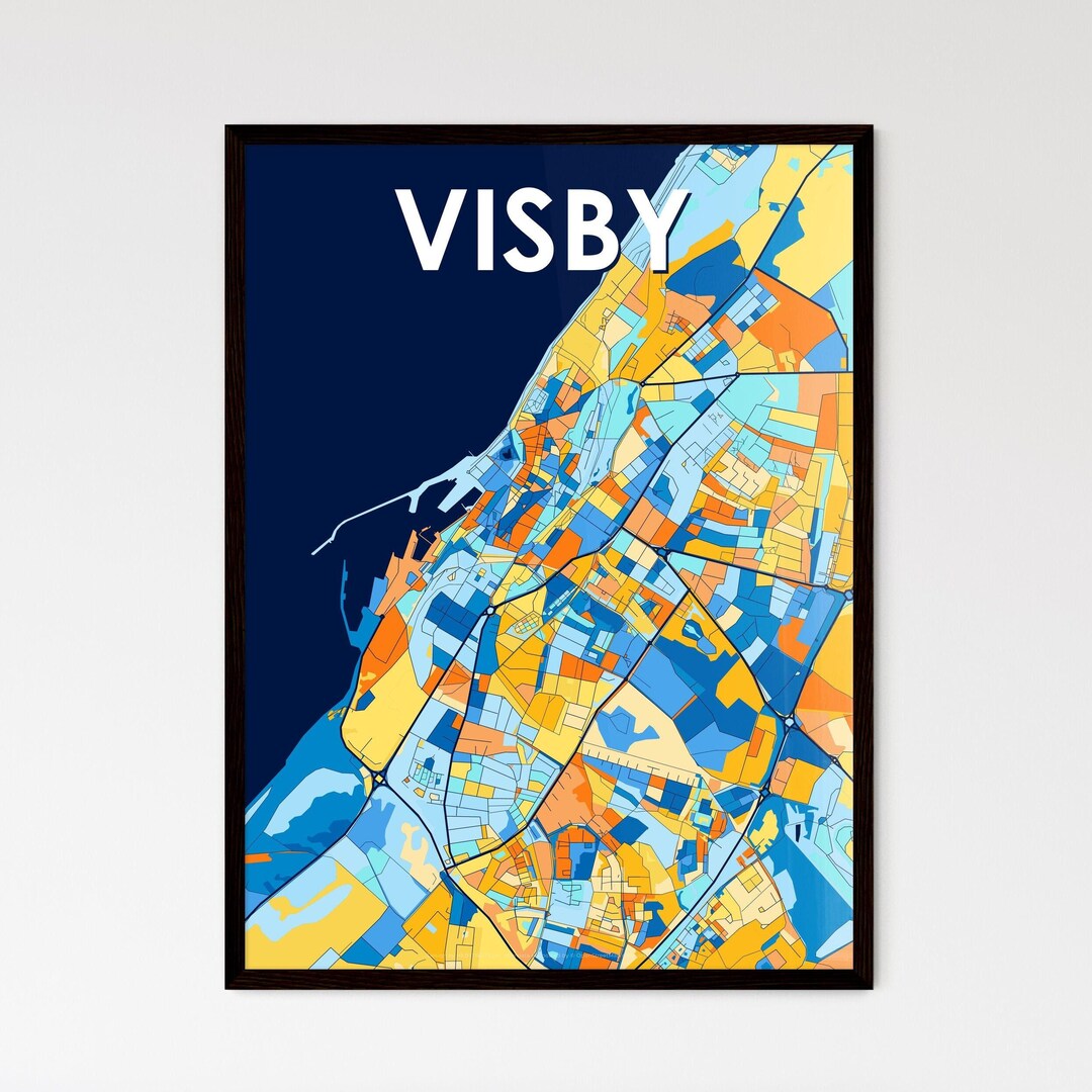 Visby Sweden Art Map Poster - Vibrant Colorful Wall Decor for Unique ...