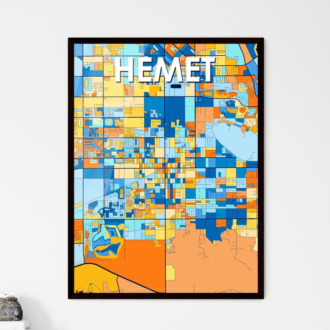 Hemet California Art Map Poster: Vibrant Home Decor - Etsy