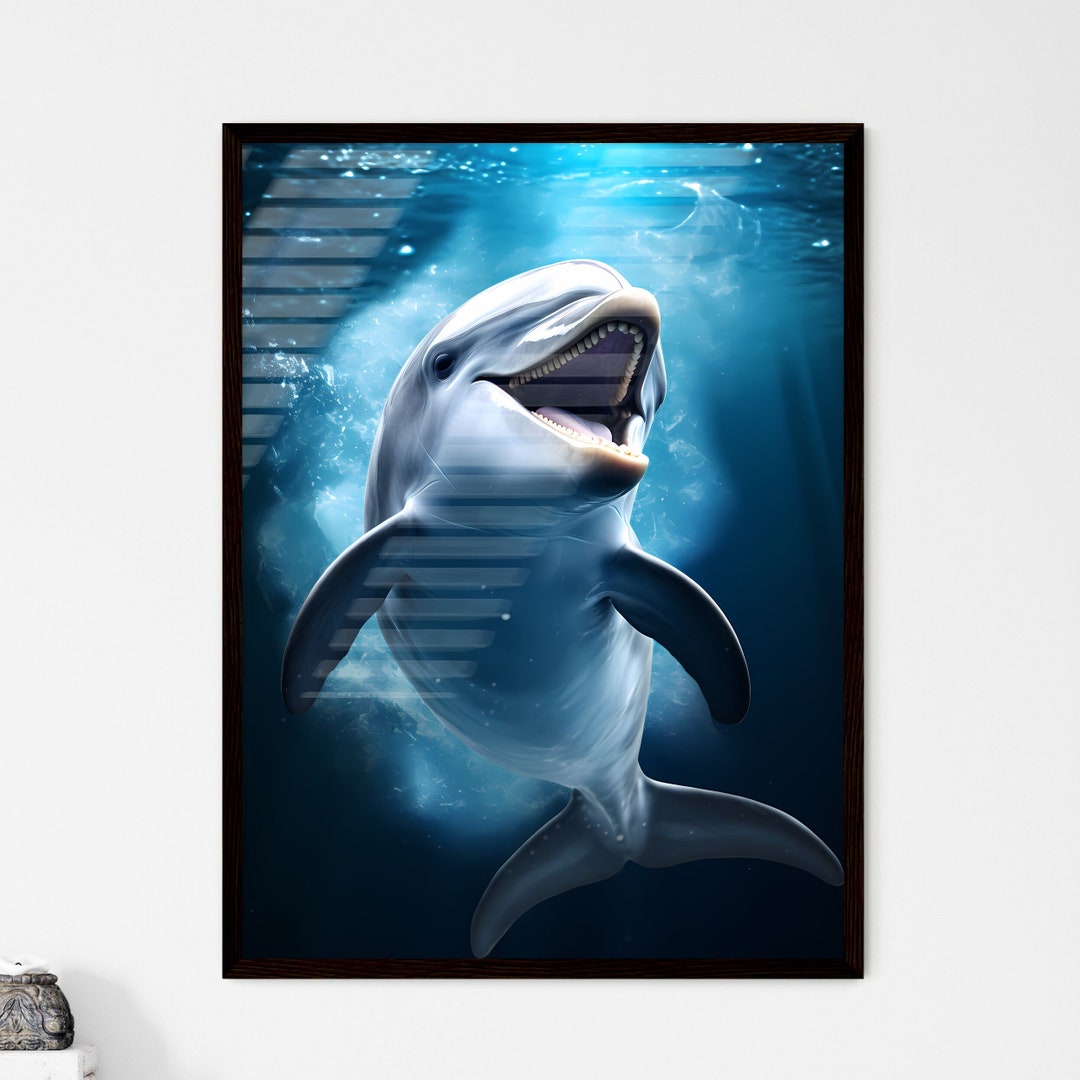 A Poster of A Singing Dolphin A Dolphin Swimming in the Water ...