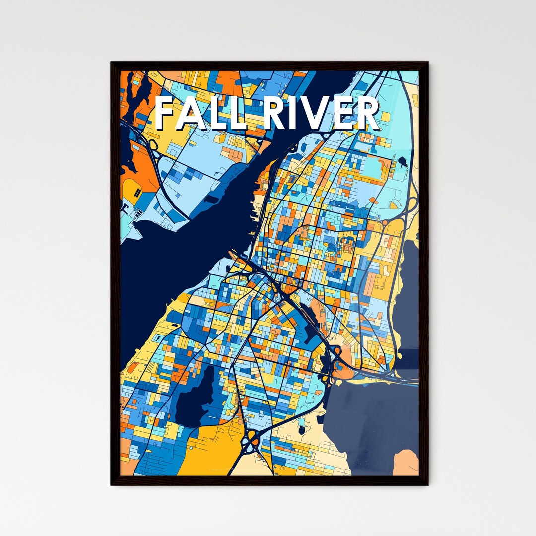 FALL RIVER MA Art Map Poster - Vibrant | Unique Wall Decor, Perfect ...