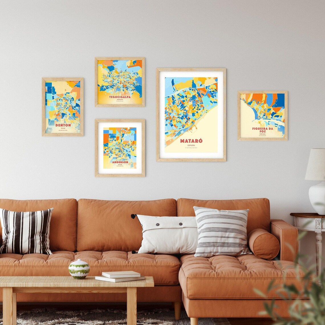 Mataró Spain Coastal Colors Art Map, Mataró España City Map ...