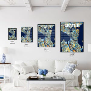 Seattle Art Map Print - Vibrant Wall Decor, Unique Gift Idea for Home ...