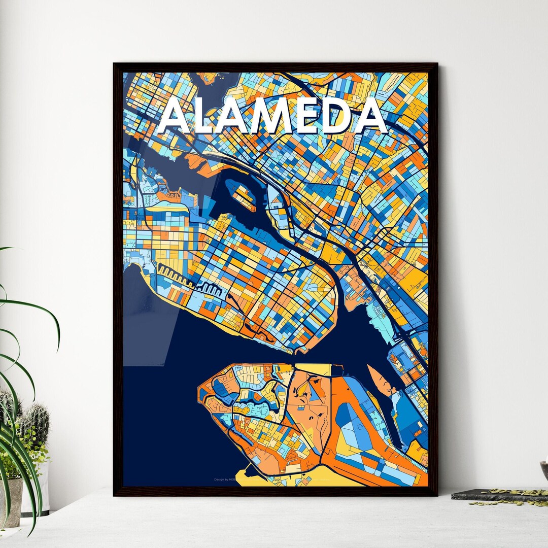 Art Map of Alameda, California - Unique Wall Decor | Perfect Personalisable Gift for Home ...