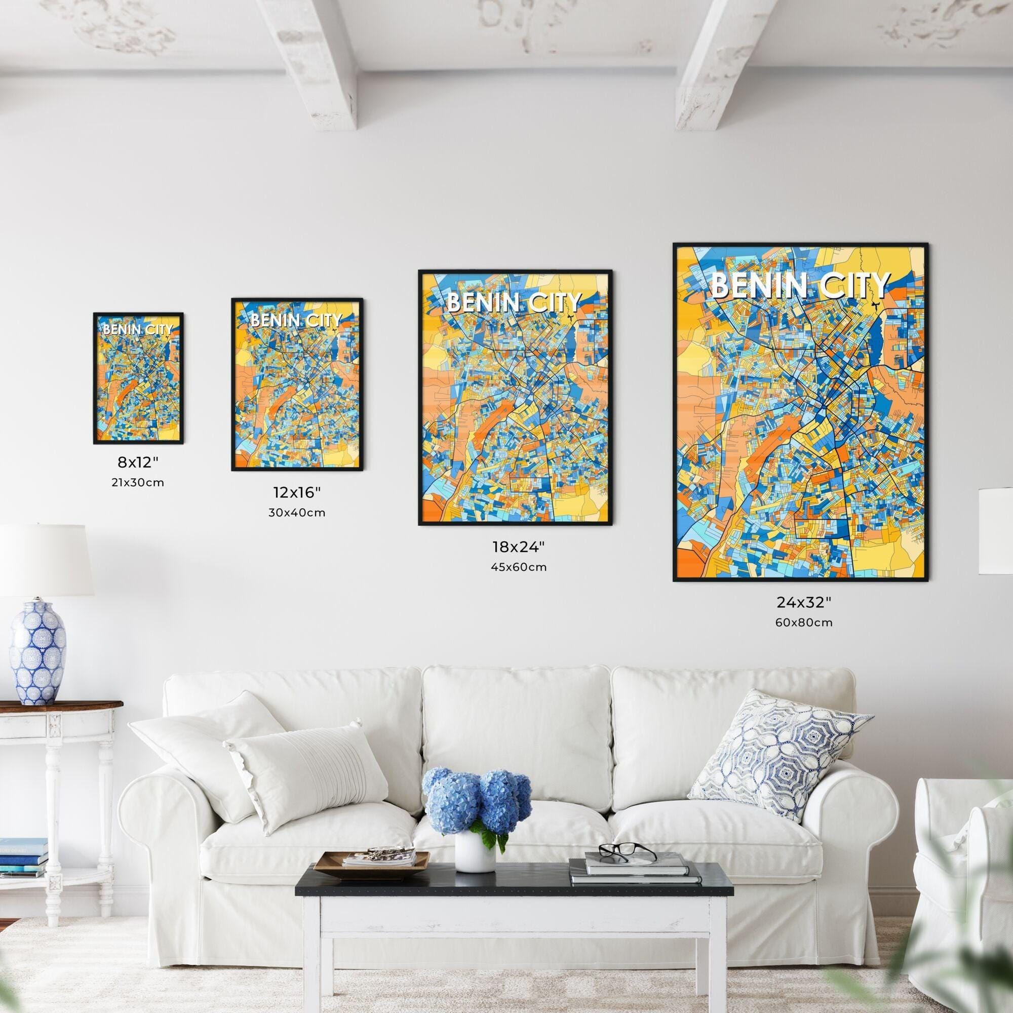 Benin City Nigeria Art Map Poster - Vibrant Wall Decor | Unique Gift ...