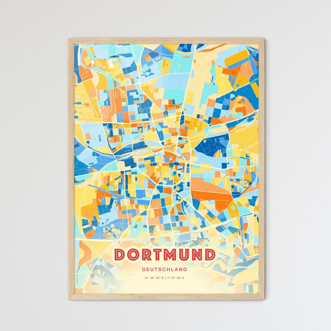 Dortmund Germany Coastal Colors Art Map, Dortmund Deutschland City Map ...