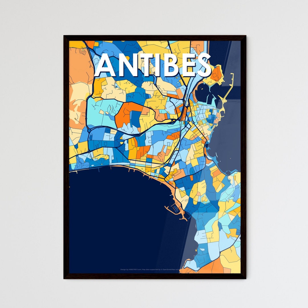 ANTIBES FRANCE Vibrant Colorful Art Map Poster Perfect Gift - Etsy