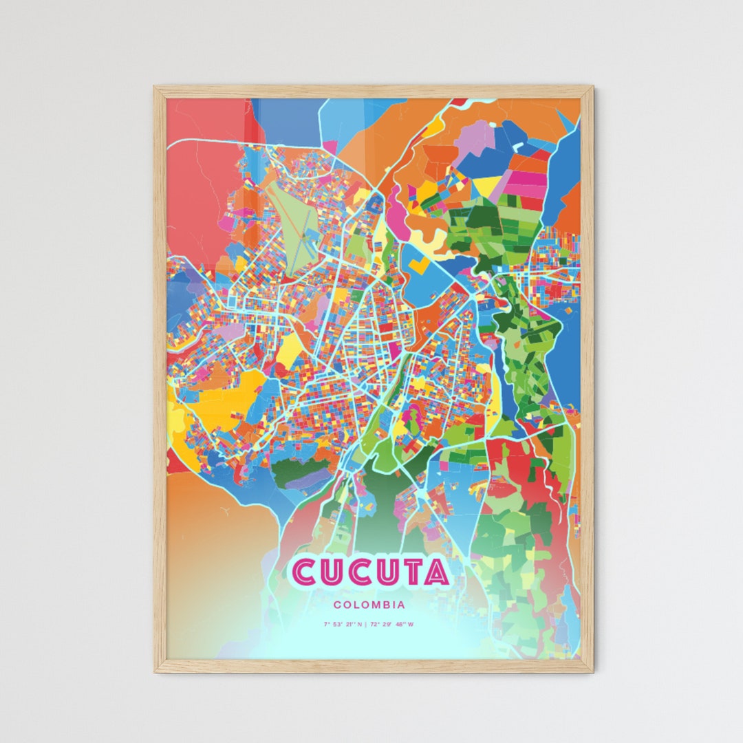 CUCUTA COLOMBIA Crazy Colorful Art Map Custom Poster a Perfect Gift. - Etsy
