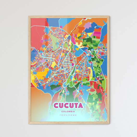 CUCUTA COLOMBIA Crazy Colorful Art Map Custom Poster - Etsy