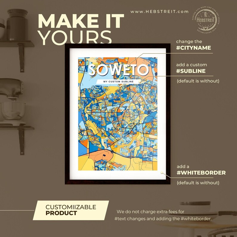 Soweto Art Map Poster - Vivid Wall Decor for Unique Interiors ...