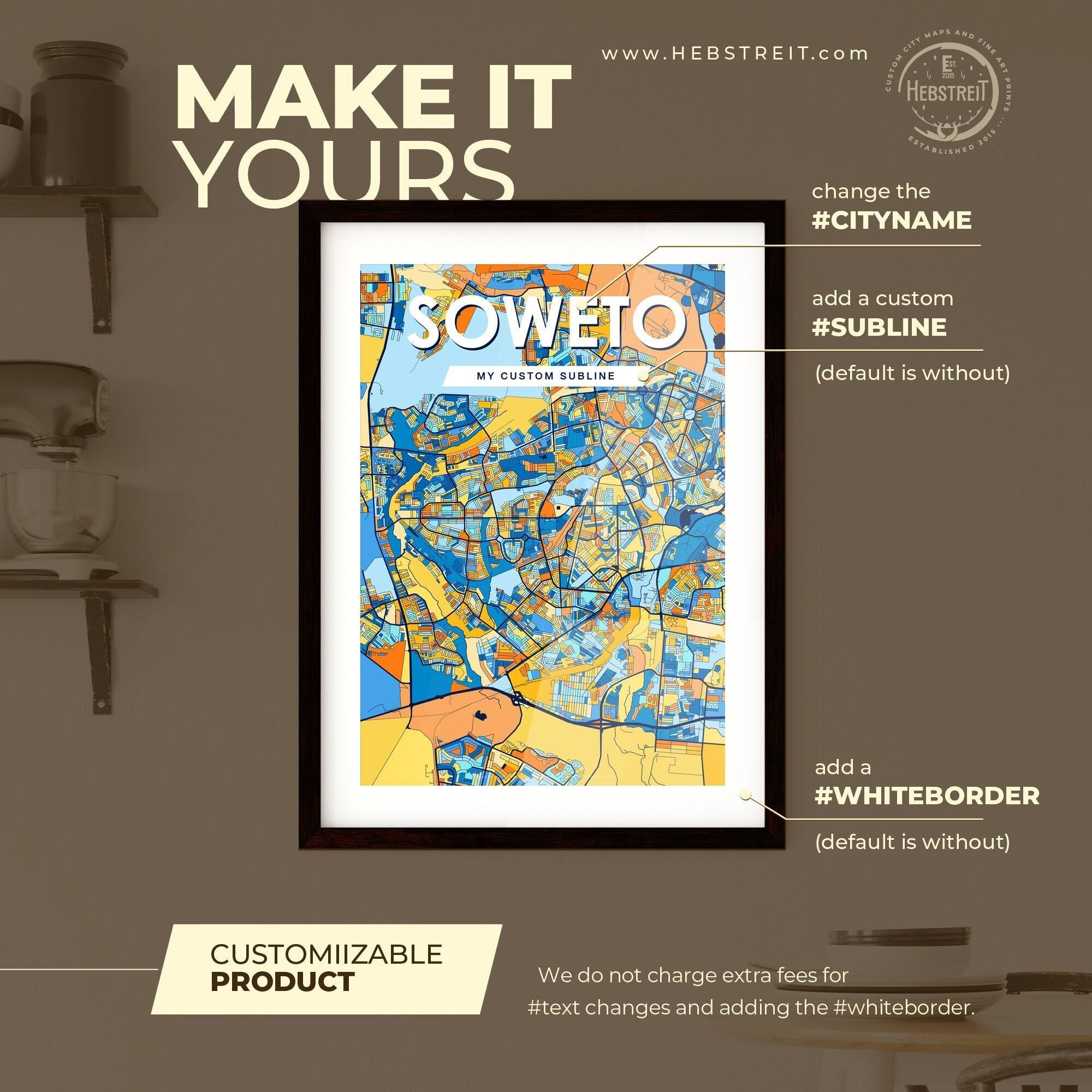 Soweto Art Map Poster - Vivid Wall Decor for Unique Interiors ...