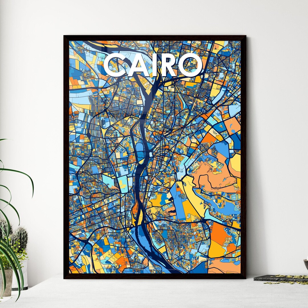Cairo, Egypt Colorful Art Map Poster – Gift | Unique Wall Decor for ...