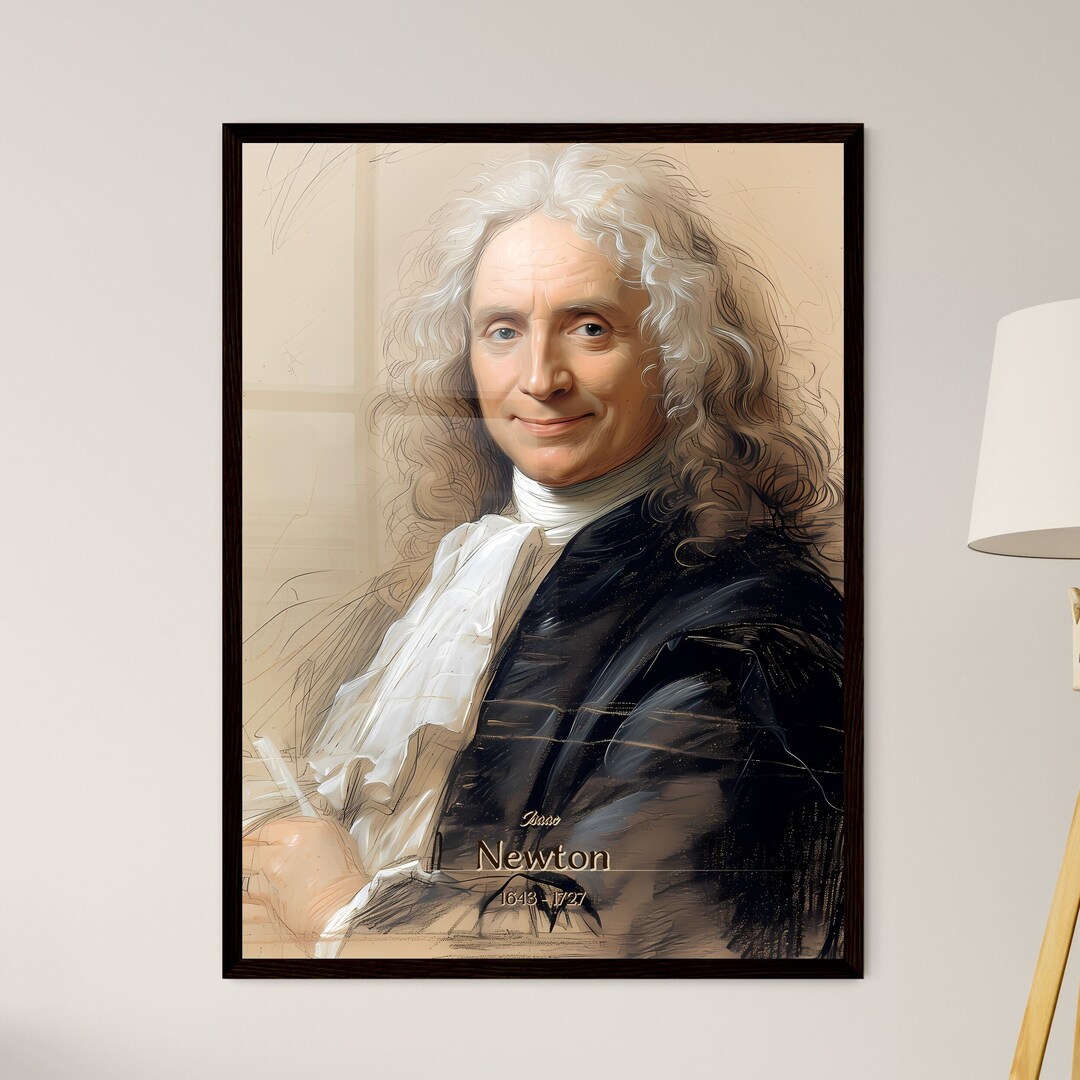 Isaac, Newton, 1643 1727, A Poster of a Man With Long White Hair People ...