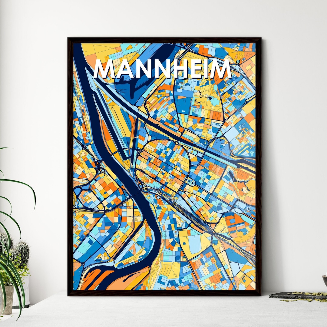 MANNHEIM GERMANY Vibrant Colorful Art Map Poster Perfect Gift for ...