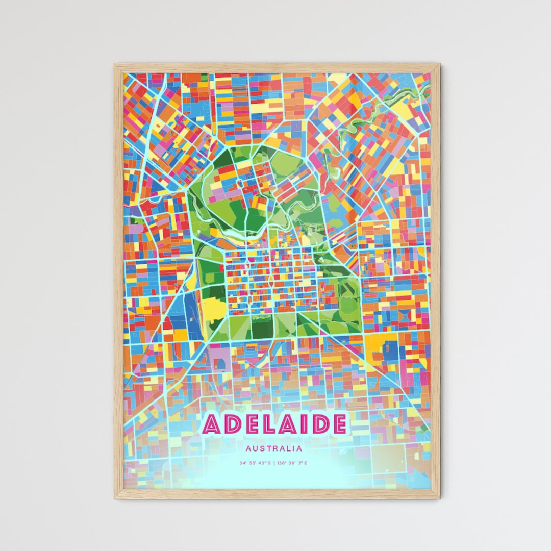 ADELAIDE AUSTRALIA Crazy Colorful Art Map Custom Poster a Perfect Gift ...