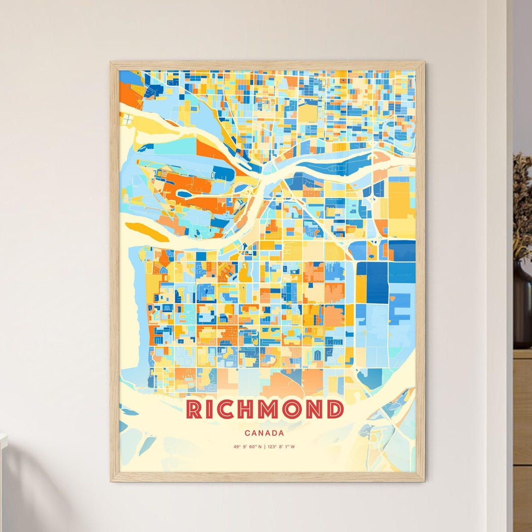 Richmond Canada Coastal Colors Art Map, Richmond Canada City Map ...