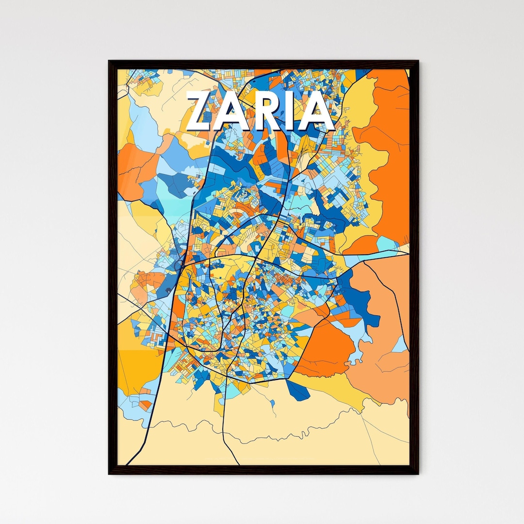 Vibrant Zaria Nigeria Art Map Poster – Unique Colorful Wall Decor ...
