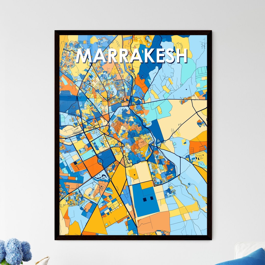 MARRAKESH MOROCCO Vibrant Colorful Art Map Poster Perfect Gift for ...