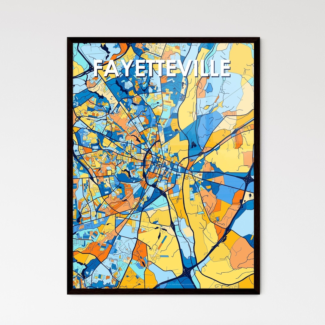 Vibrant Fayetteville NC Map Poster - Unique Wall Art for Home Decor ...