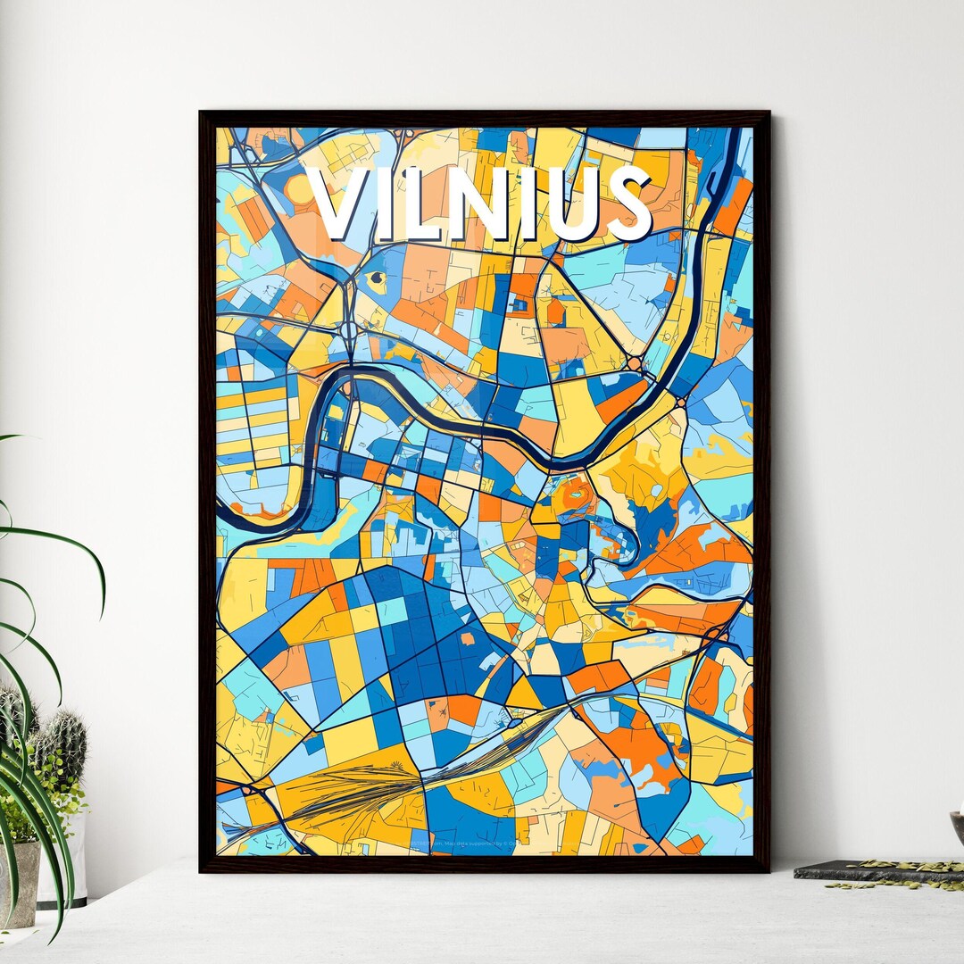 Vibrant Vilnius Lithuania Art Map Poster - Unique Personal Gift ...