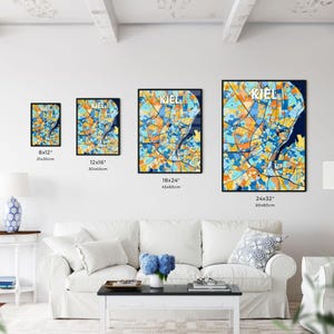 KIEL GERMANY Vibrant Art Map Poster - Unique Wall Decor ...