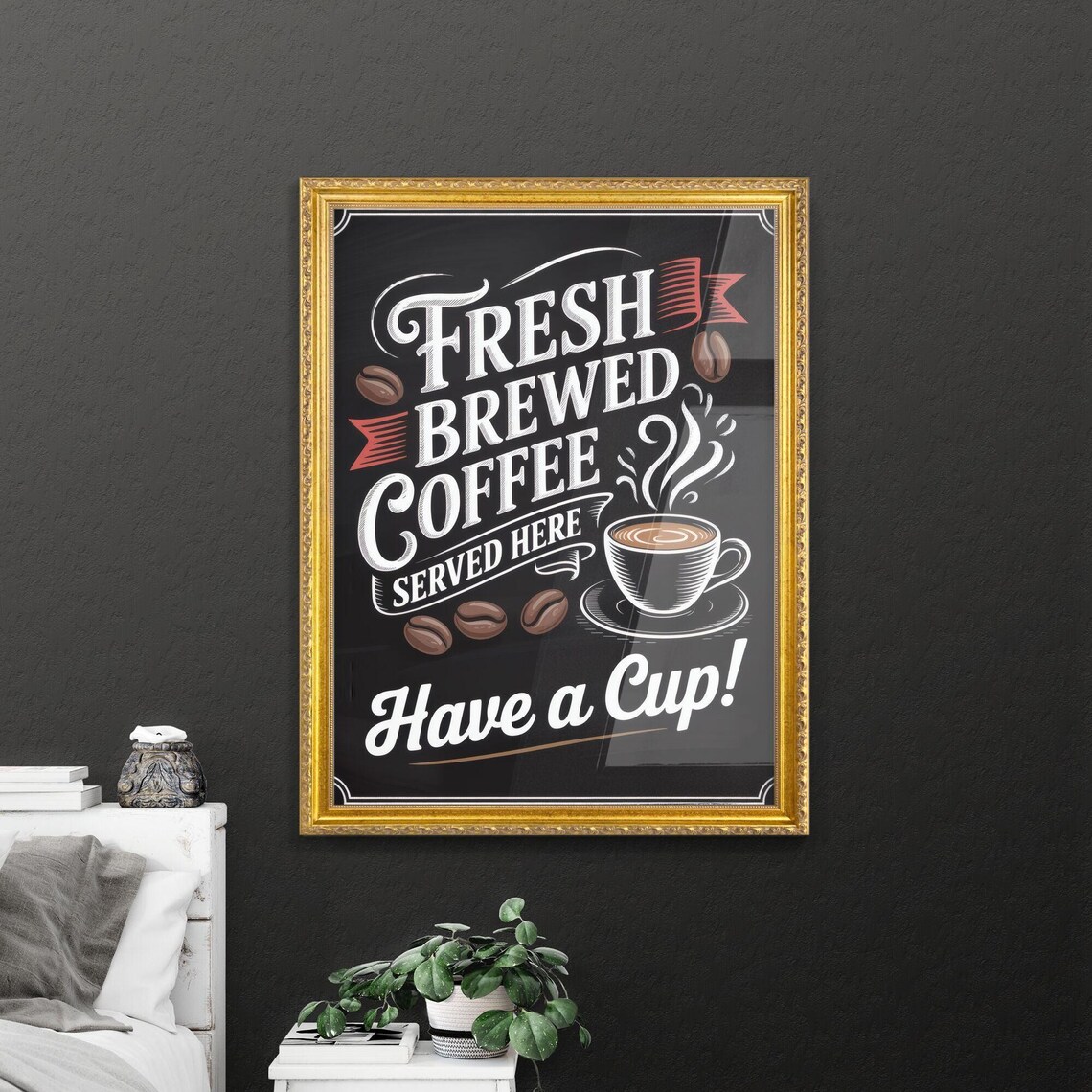 Chalkboard Coffee Sign: Fresh Brewed Coffee Art Print - Etsy
