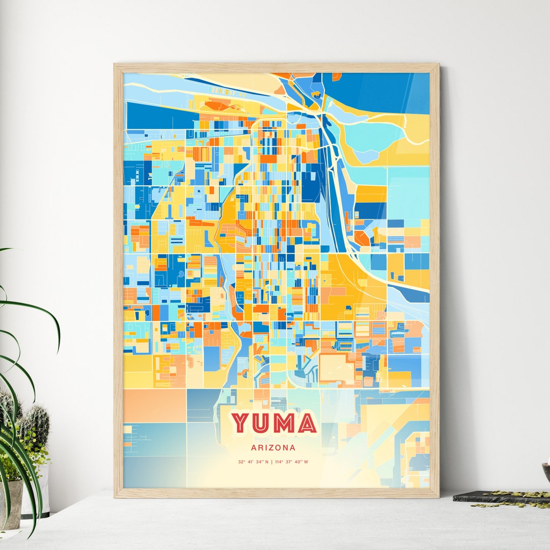 Colorful YUMA ARIZONA Blue Orange Fine Art Print, Yuma Usa Two-toned ...