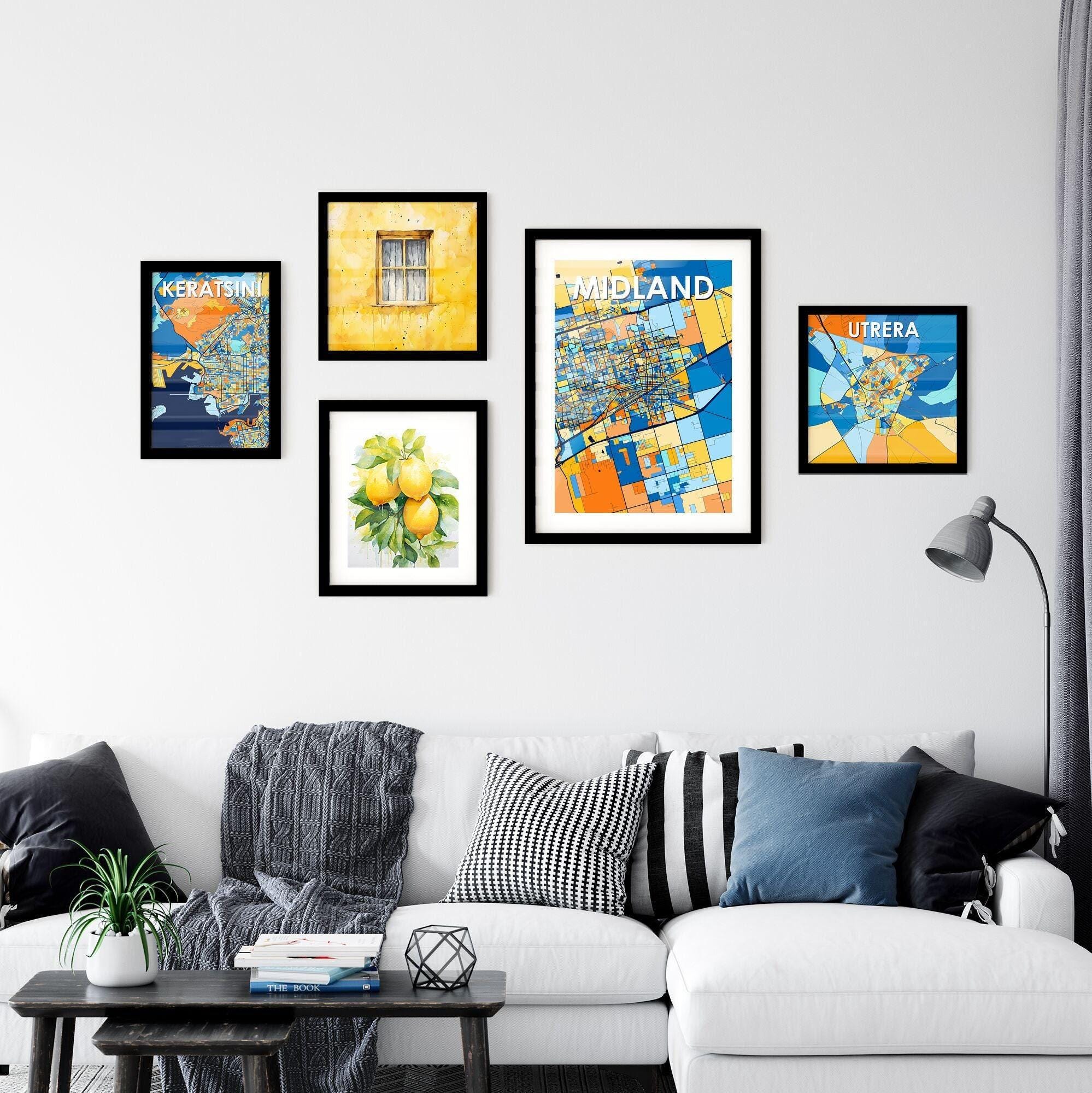 Custom Midland Texas Art Map Poster – Vibrant Colorful Wall Decor ...