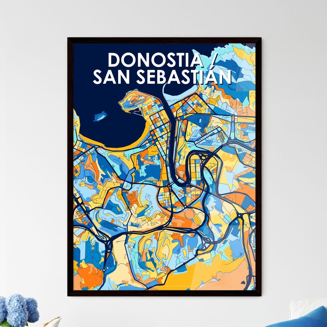 Vibrant San Sebastián Art Map Poster - Unique Wall Décor for Home ...