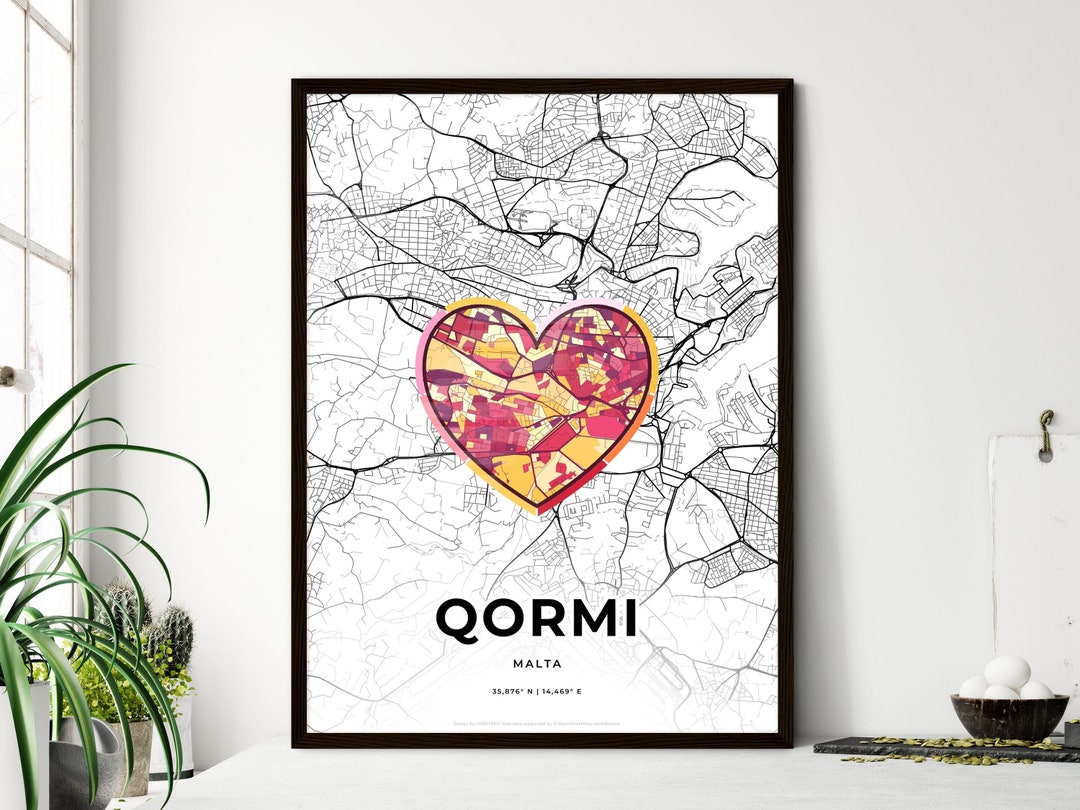 Qormi Malta Map - Choose Your Style Traditional Modern - Etsy
