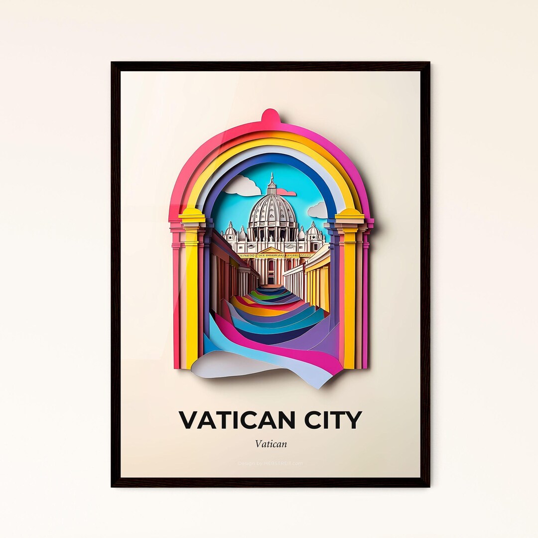 Vivid Vatican City, Vatican - a Paper Cut Print of a Building With a ...
