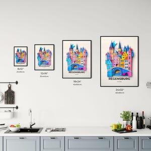 Vivid Regensburg, Germany - a Paper Cut Print of a City With a Bridge ...