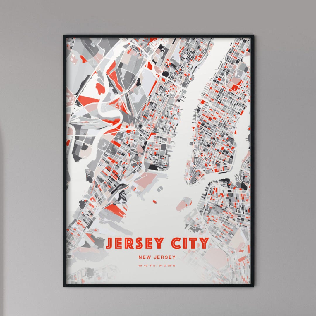 Custom Jersey City Expressive Art Map Poster Modern Design - Etsy