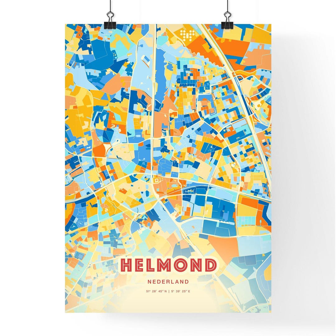 Helmond Netherlands Coastal Colors Art Map Helmond Nederland City Map ...